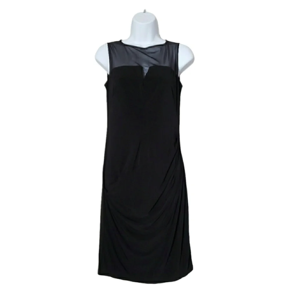 London Times | Dresses | London Times Black Ruched Mesh Cocktail Dress ...